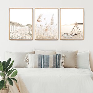 Boho Beach Set of 3 Art Pampas Grass Poster Neutral Beach Set House ...