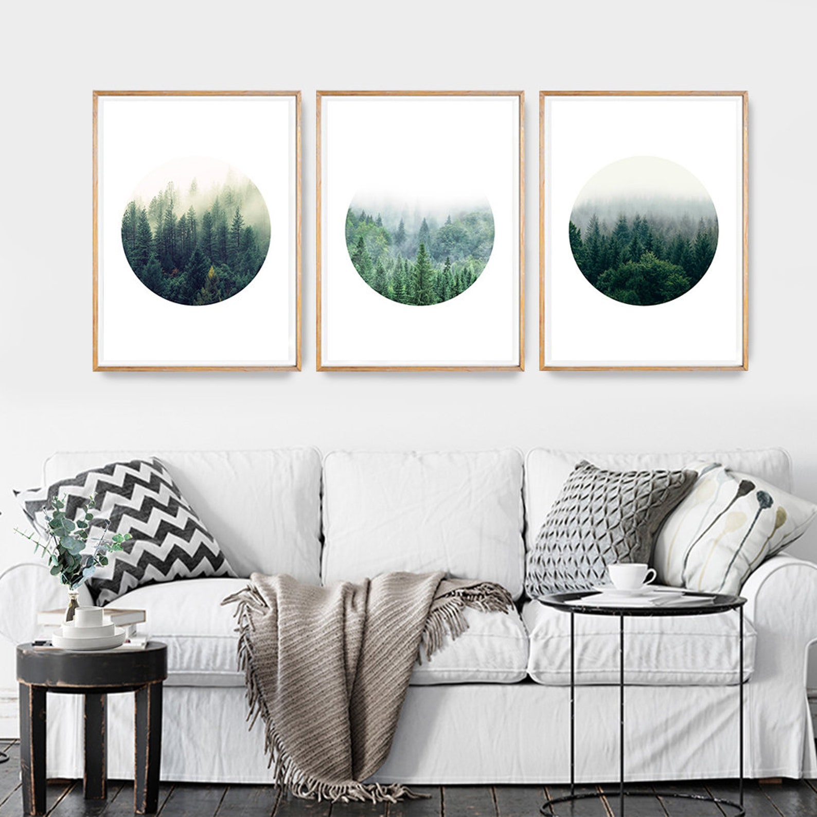 Circle Forest Set 3 Modern Nature Nordic Poster Pine Tree - Etsy