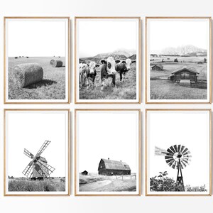 Farm Set of 6 Prints Rustic Home Decor Kitchen Farm Poster Windmill ...