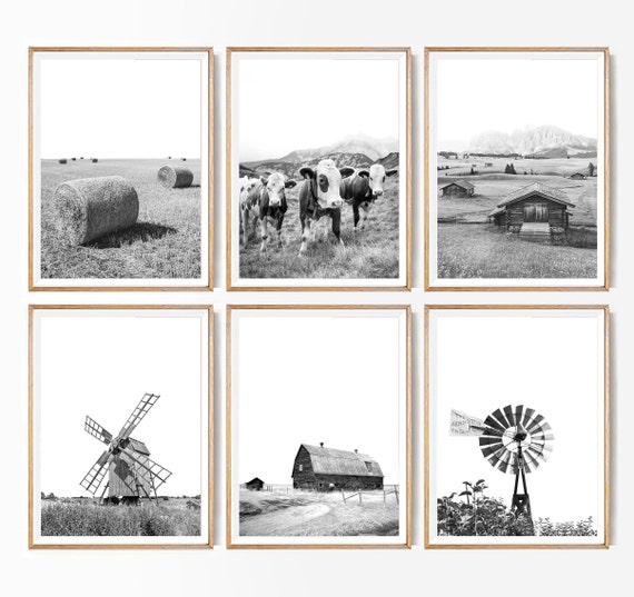 Farm Set of 6 Prints Rustic Home Decor Kitchen Farm Poster | Etsy