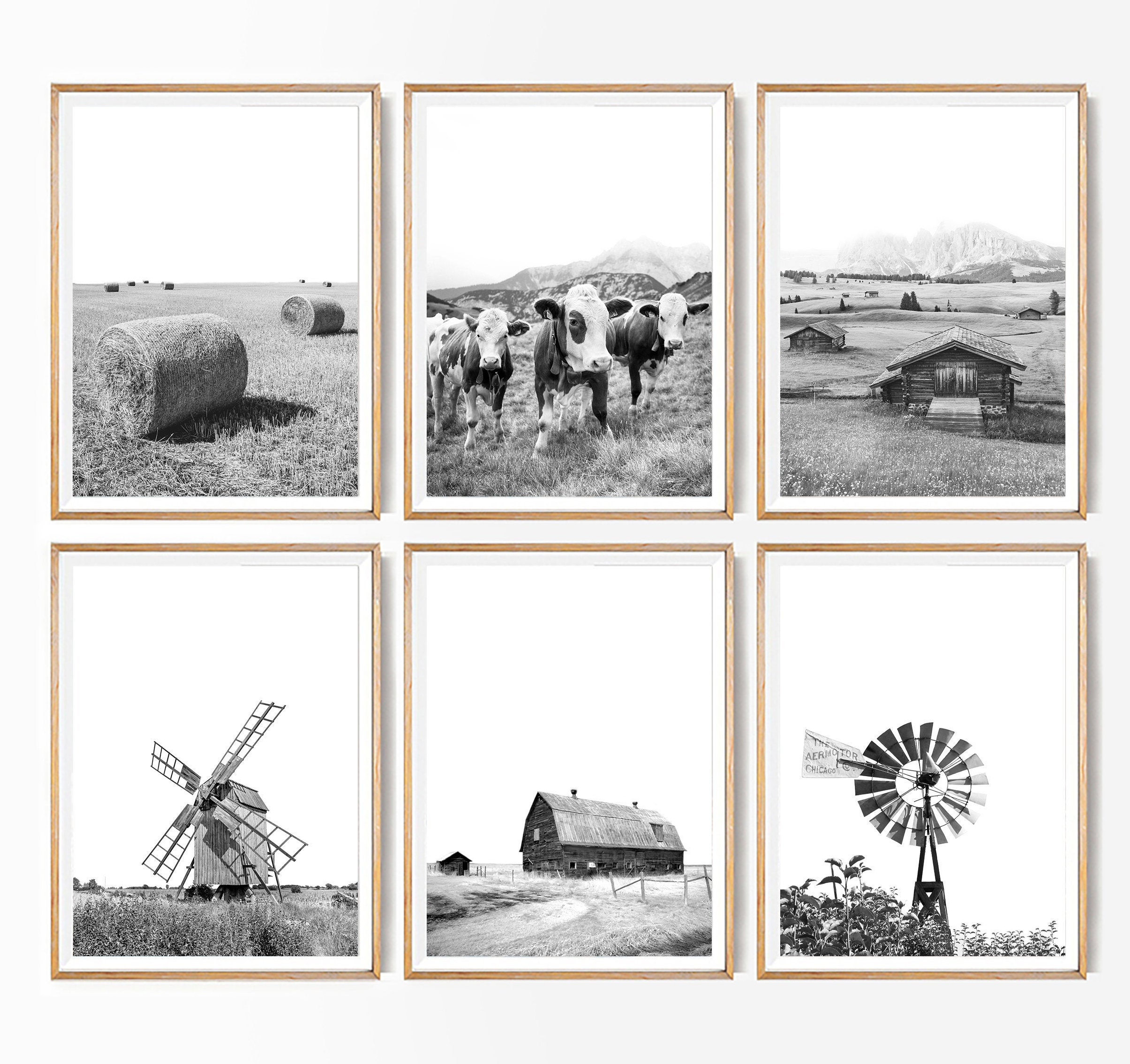 Farm Set of 6 Prints Rustic Home Decor Kitchen Farm Poster | Etsy