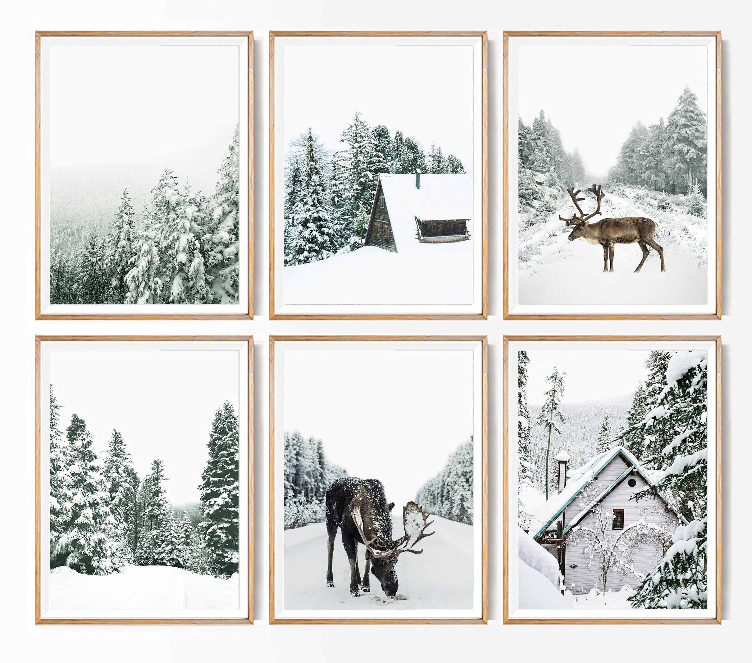 Holiday Decor Winter Set of 6 Snowy Snow Covered Forest | Etsy