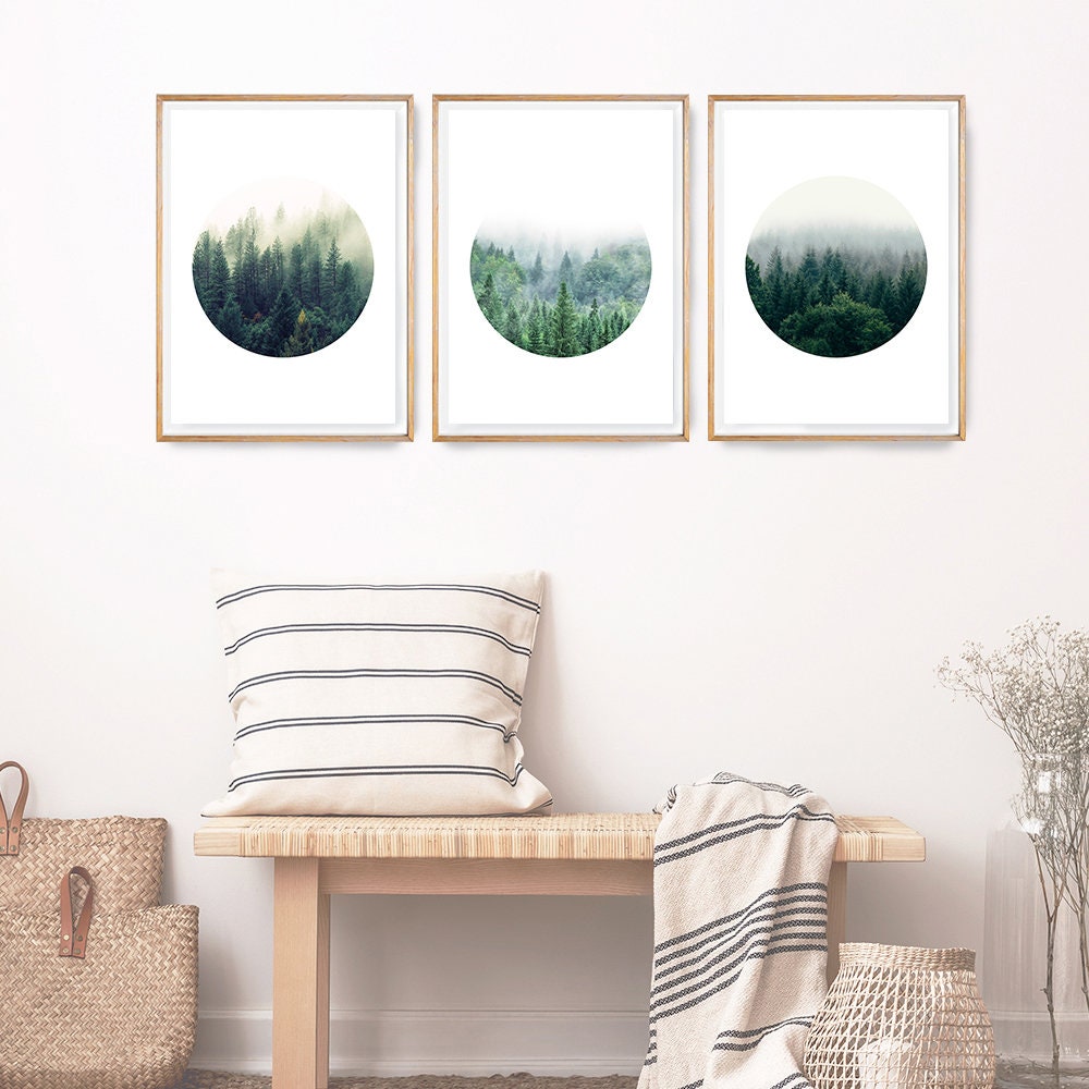 Circle Forest Set 3 Modern Nature Nordic Poster Pine Tree - Etsy