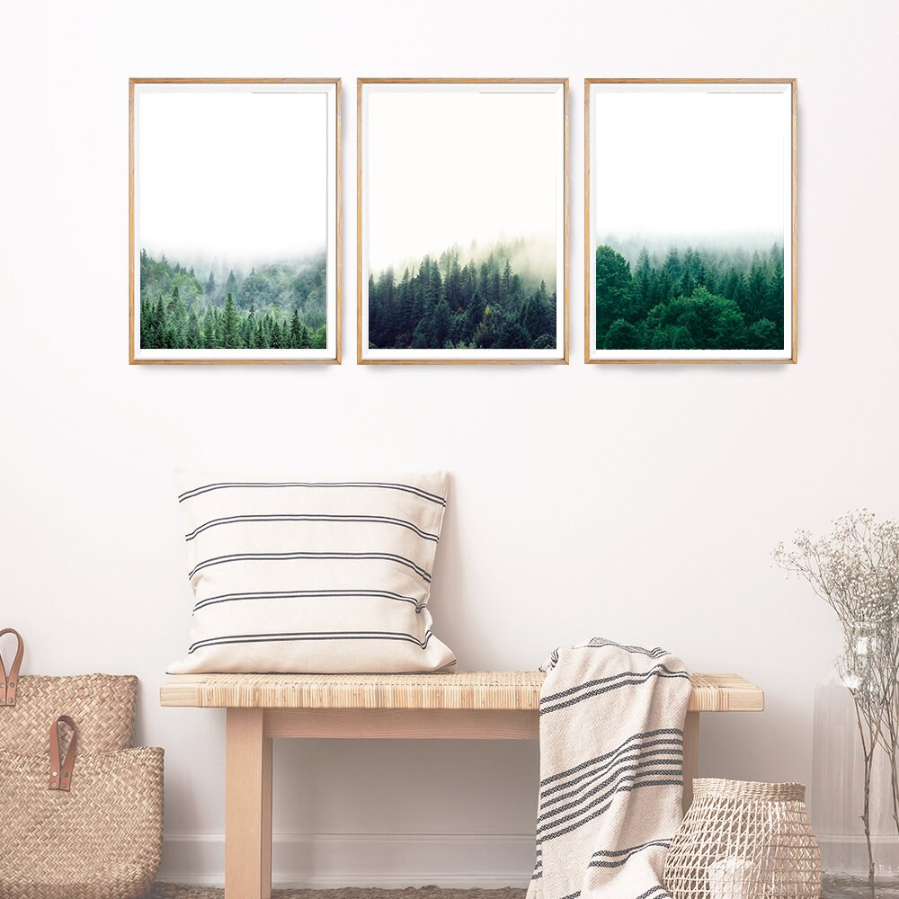 Forest Artwork Set Large Nature Wall Art Set Set of Minimal | Etsy