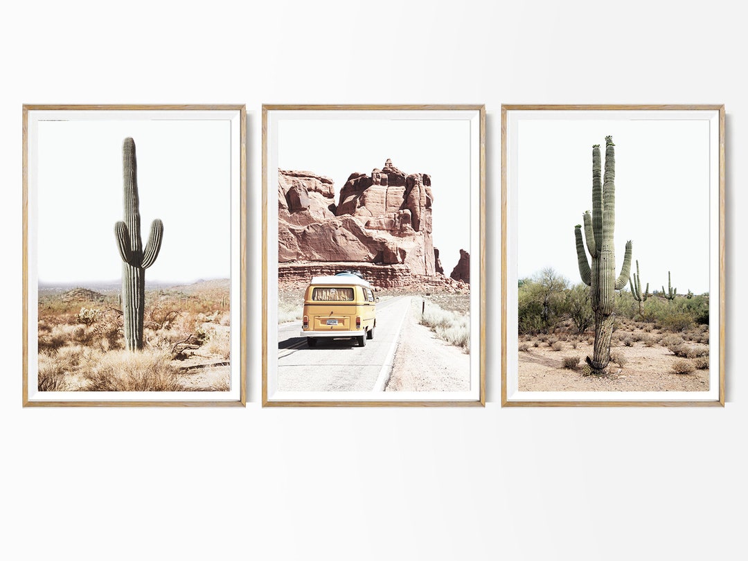 Southwestern Decor Desert Cactus Landscape Set Arizona Desert Print ...