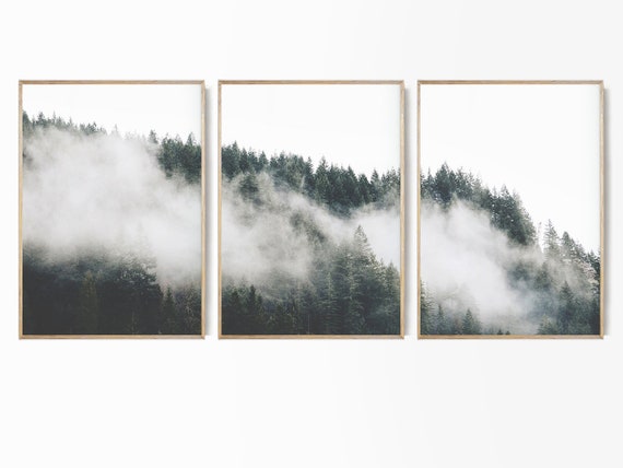 Set of 3 Forest Wall Poster Scandinavian Set Foggy Forest | Etsy