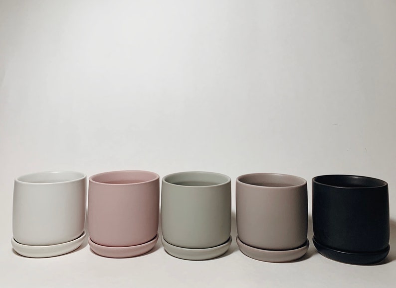 3-inch Succulent Ceramic Plant Pot with Saucer Modern Mini | Etsy