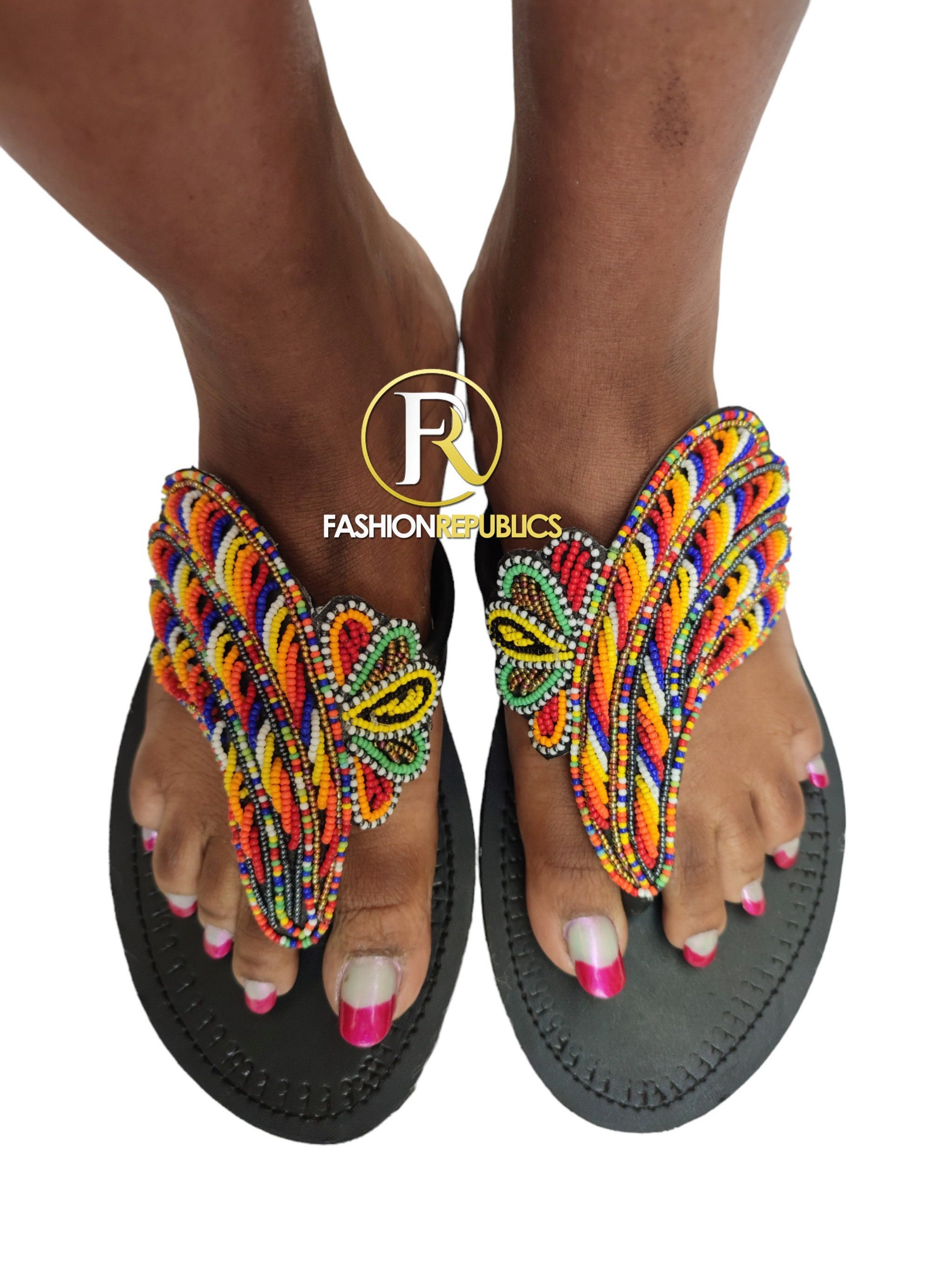 Maasai Sandals, African Sandals,beaded Sandals,summer Sandals, Handmade ...