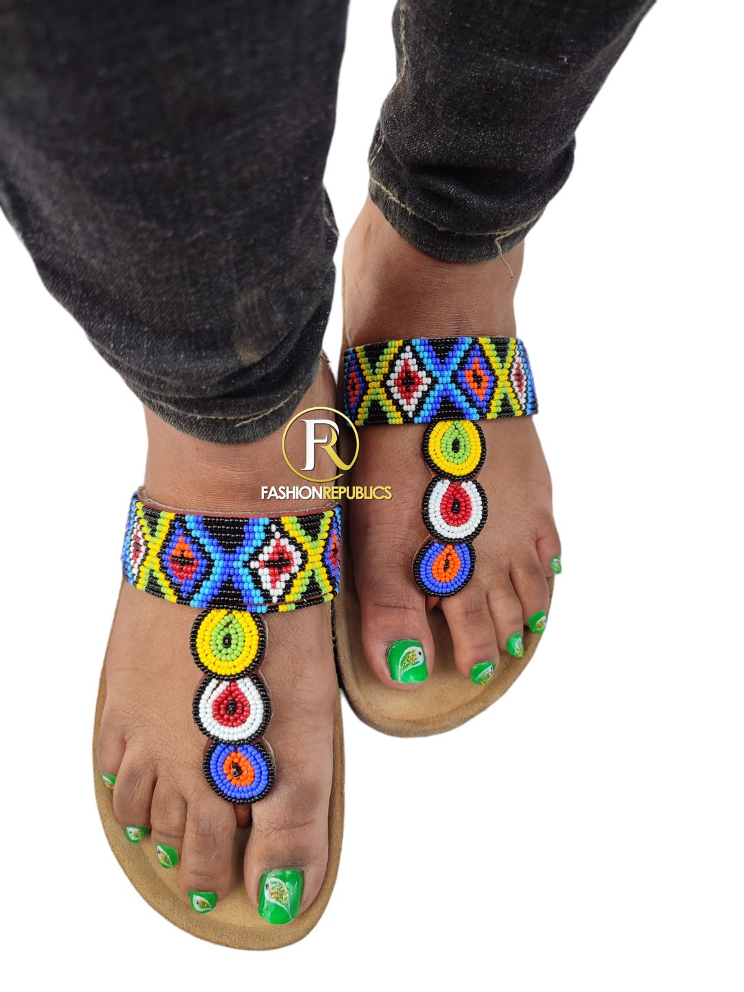Maasai Sandals, African Sandals,beaded Sandals,summer Sandals, Handmade ...