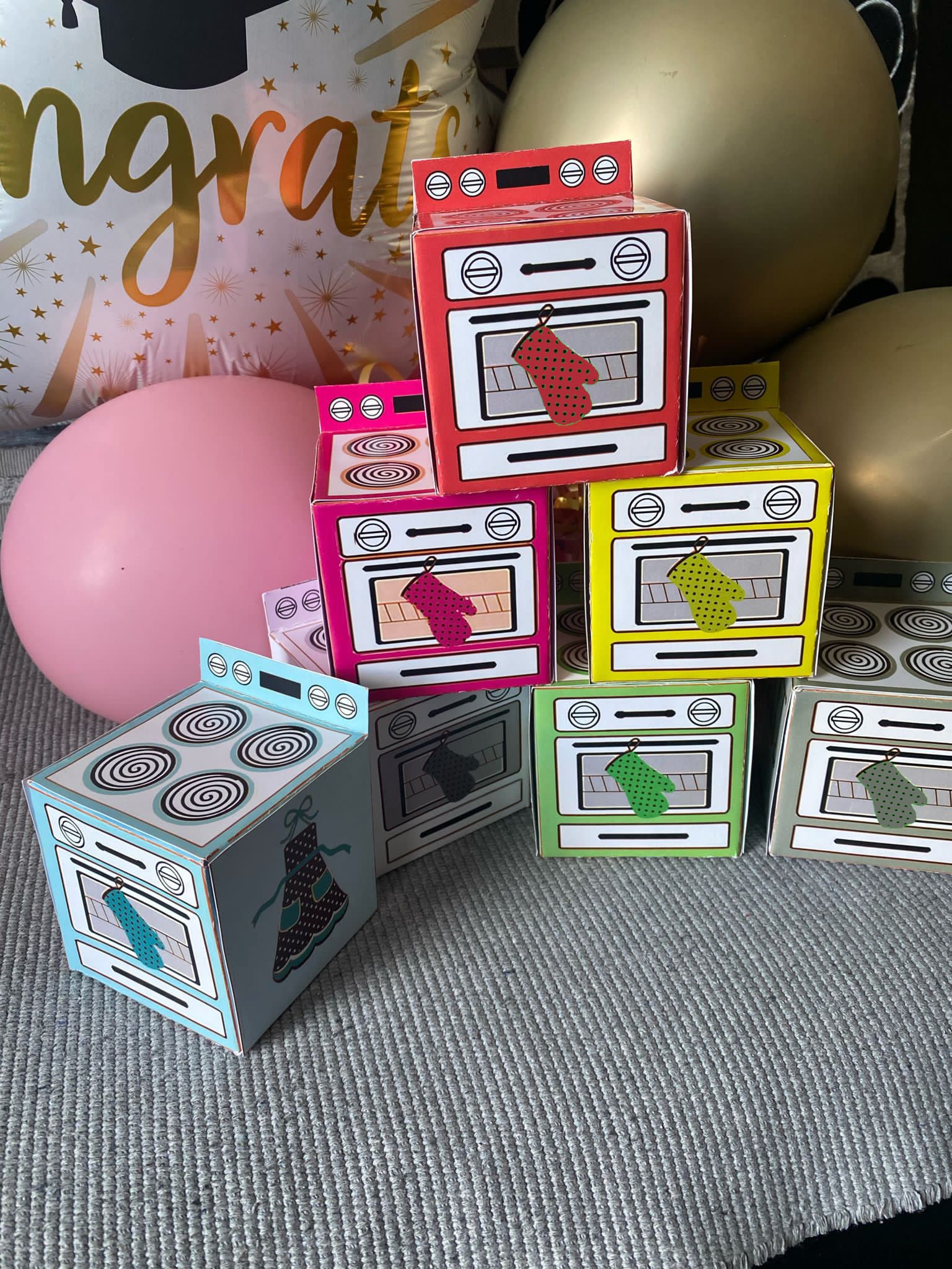 Retro Printable Oven Cupcake Box Bun in the Oven Box Shower Baking ...