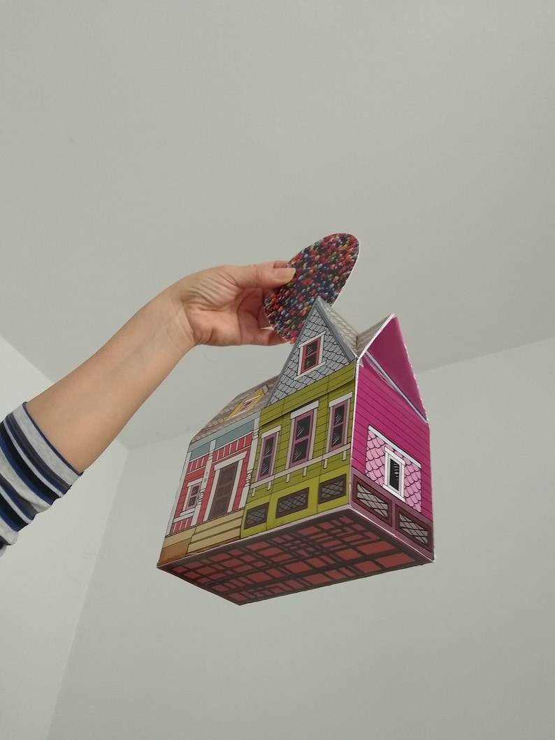Digital Printable Balloon House Favor Box DIY UP Craft Cutout Cupcake ...