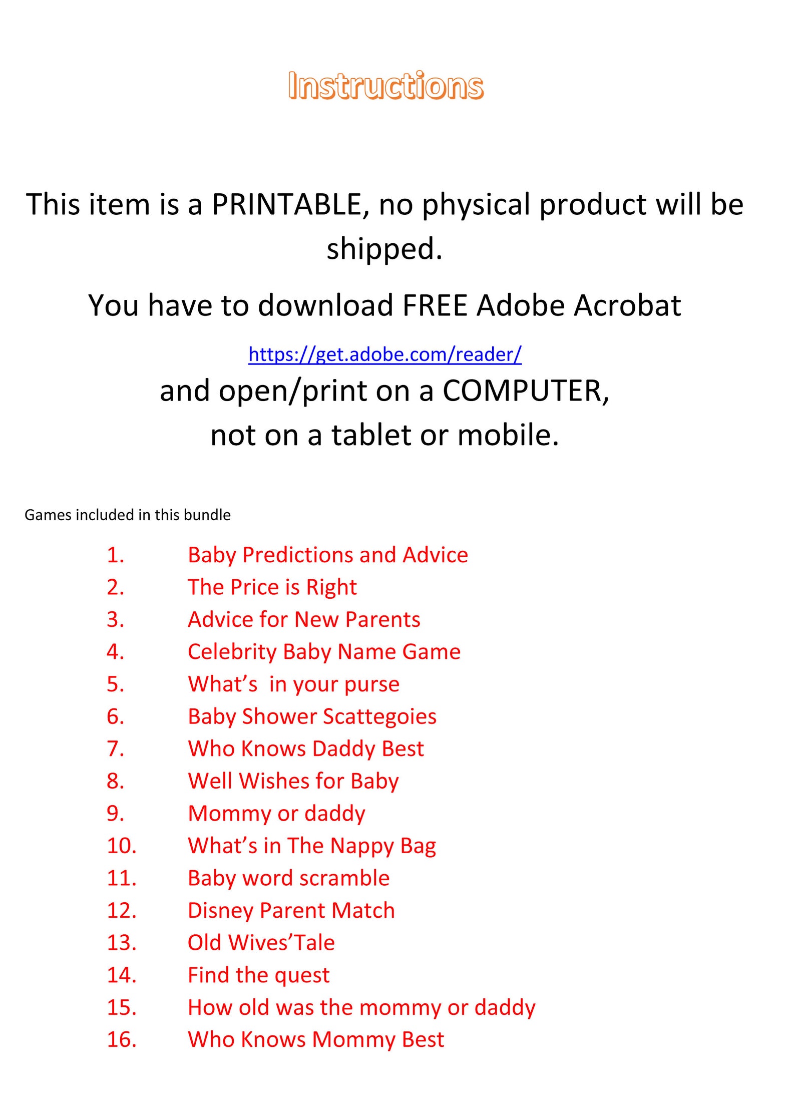 Shower Game Bundle Baby Shower Games Printable Baby Shower | Etsy