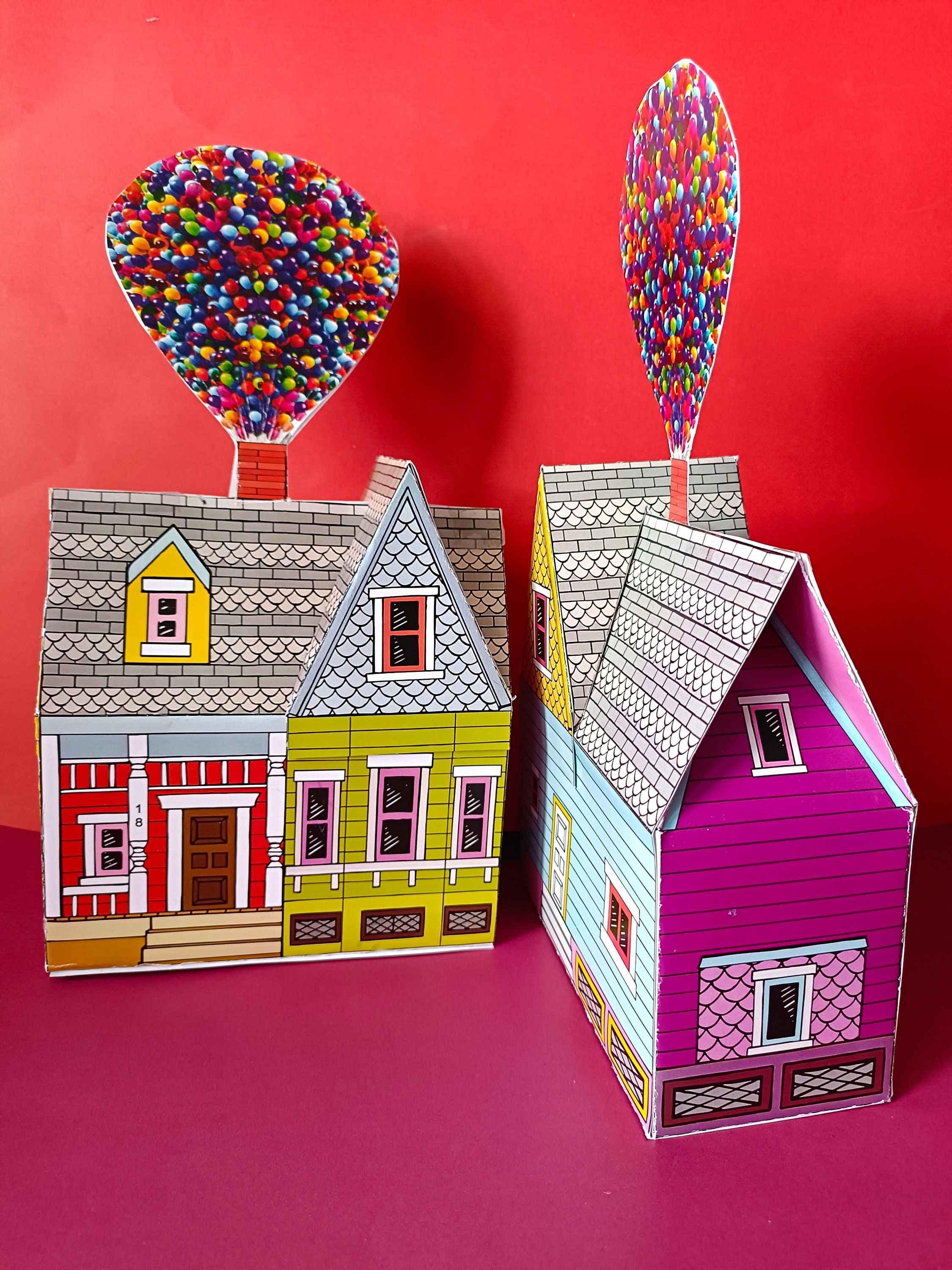 Digital Printable Balloon House Favor Box DIY UP Craft Cutout Cupcake ...