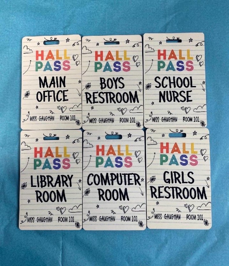 Custom Notebook Hall Passes - Etsy
