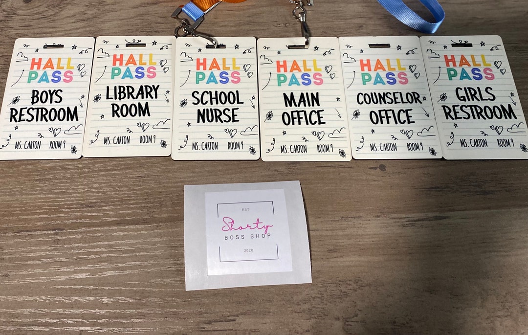 Custom Notebook Hall Passes - Etsy