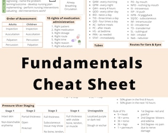 Nursing Fundamentals Cheat Sheet: Study Guide (PDF) - Etsy