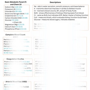 Nursing Labs Cheat Sheet: Study Guide for Nursing School (PDF) - Etsy