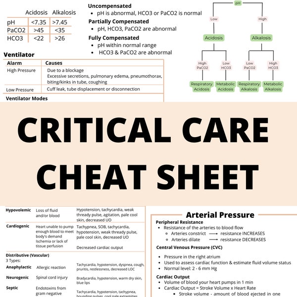 Icu Nursing Cheat Sheets - Etsy