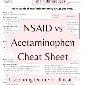 Nsaids Vs Acetaminophen Cheat Sheet | Pharmacology | Nursing ...