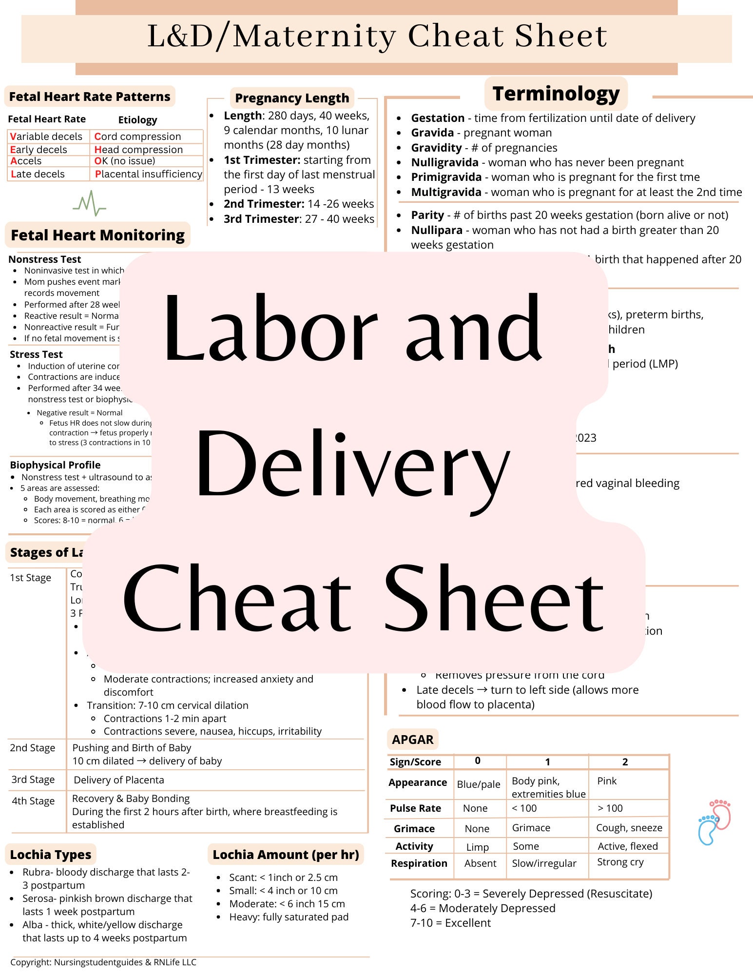 L&D and Maternity Nursing Cheat Sheet OB Labor and Delivery Nursing ...