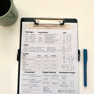 Med Surg Cheat Sheet Nursing School Clinical Study Guide - Etsy