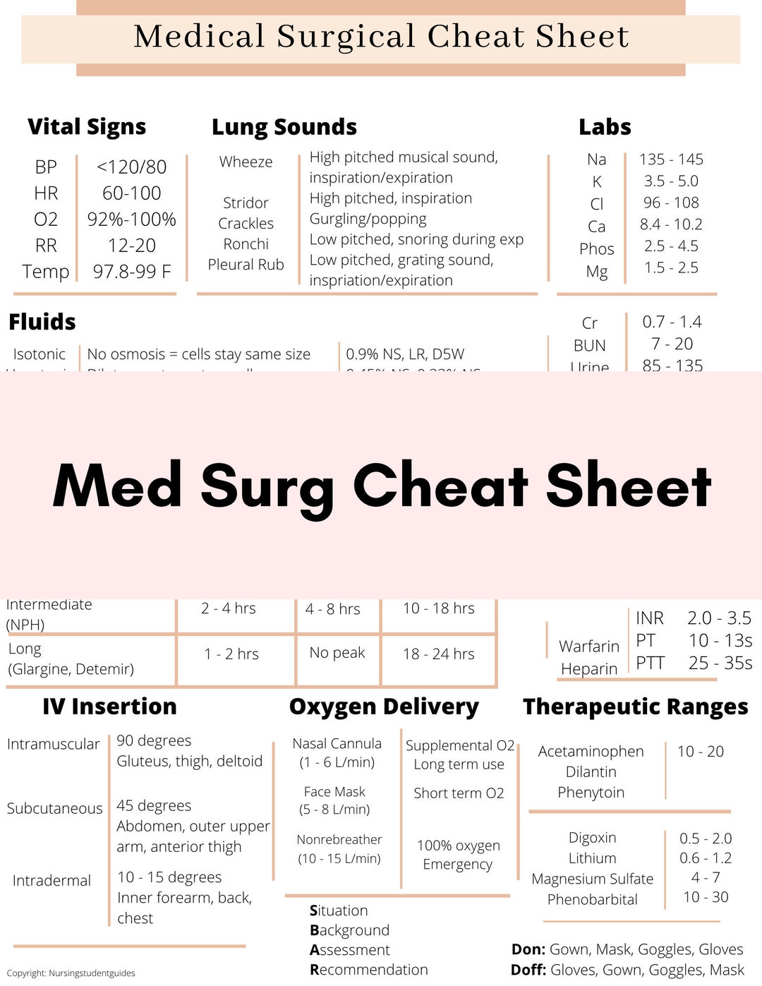 Med Surg Cheat Sheet Nursing School Clinical Study Guide (Instant ...