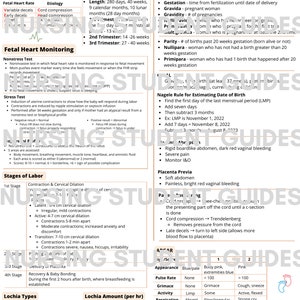 L&D Maternity Nursing Cheat Sheet: OB Study Guide (PDF) - Etsy