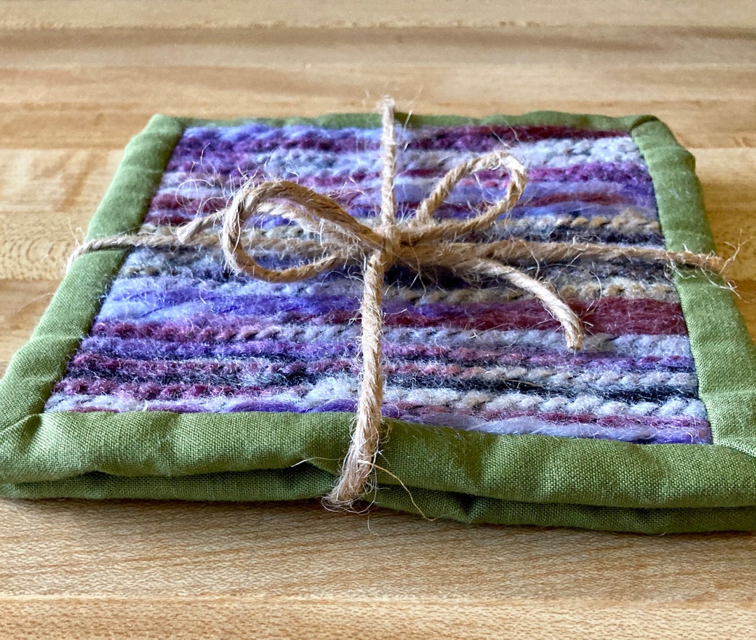 Quilted wool Drink Coaster Set - Etsy.de