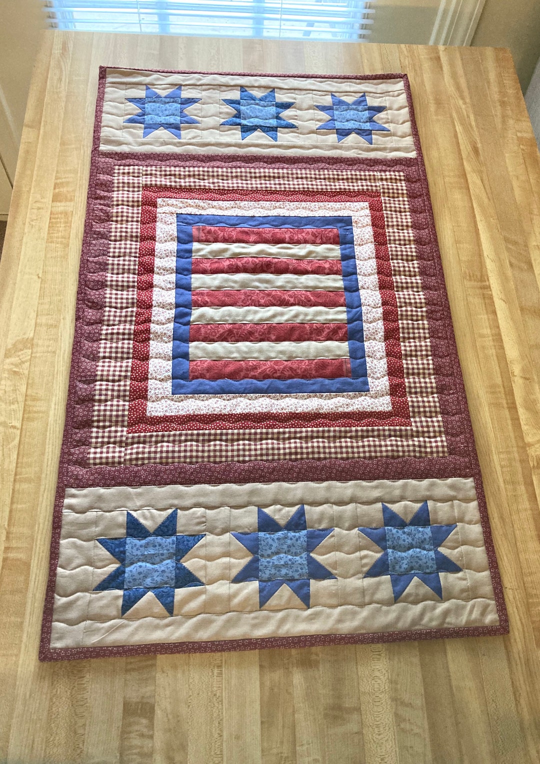Old Glory Quilted Table Runner - Etsy