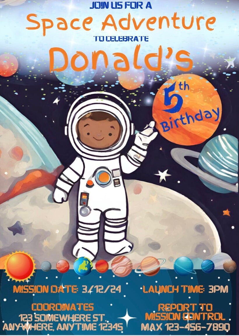 Space Theme Birthday Invitation - Etsy