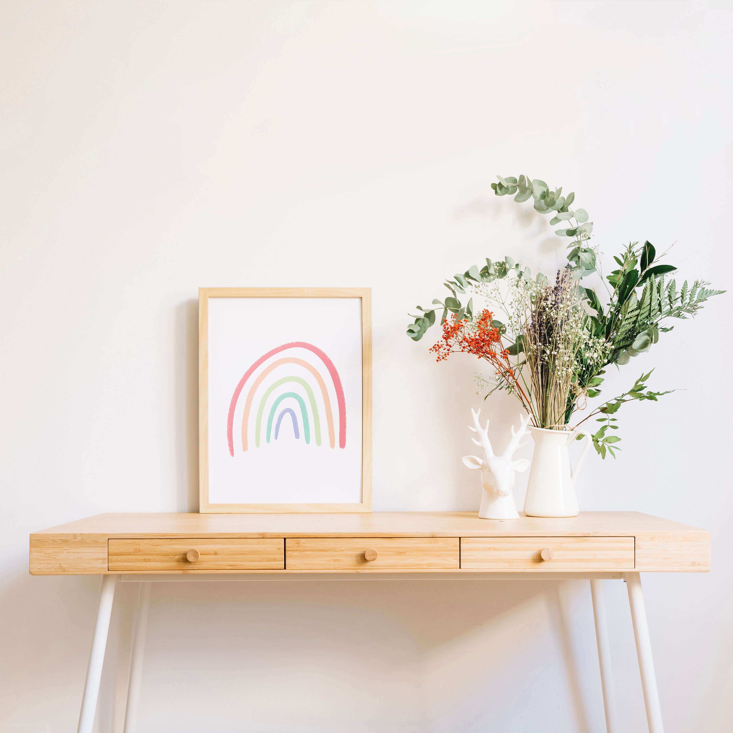 Printable Wall Decor Art Digital Download, Pastel Rainbow Decor ...