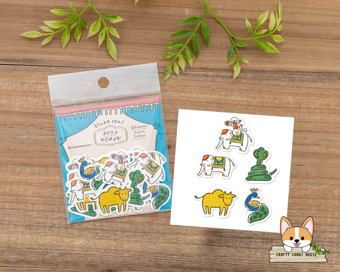 20 Pc | Furukawashiko | NAMASTE YURU (loose) INDIA Washi Stickers ...