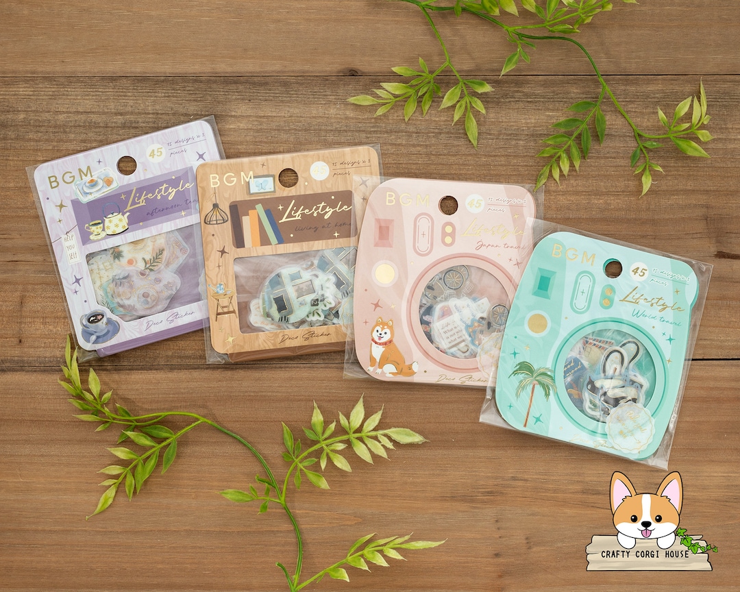 45 Pc BGM LIFESTYLE Foil Die Cut Washi Stickers Interior Afternoon Cafe ...