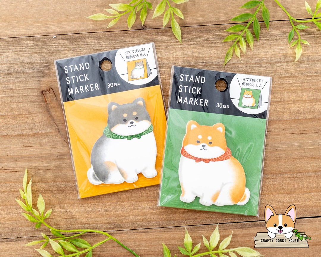 30 Sheets | Mind Wave | Shiba Inu Stand Sticky Notes Memo Pad | Black ...
