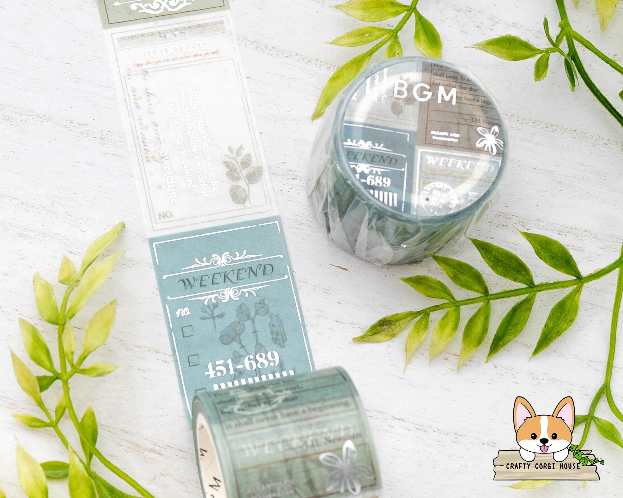 1 Roll | 30mm | BGM | POEM Gold or Silver Foil Washi Tape | Botanical ...