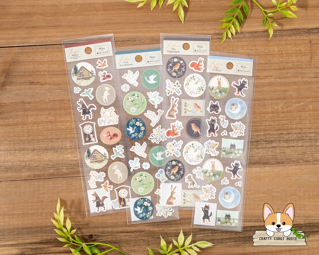 1 or 4 Pc Set | NB | Fairytale FABLE Gold Foil Washi Stickers | Wolf ...