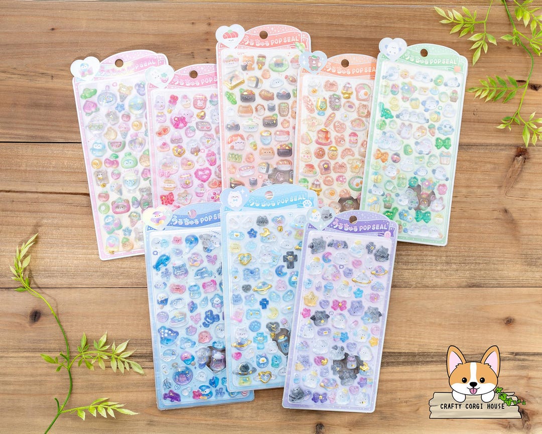 1 Sheet | Crux | URUCHURU POP Glitter 3D Gel Stickers | Fruits - Sweets ...