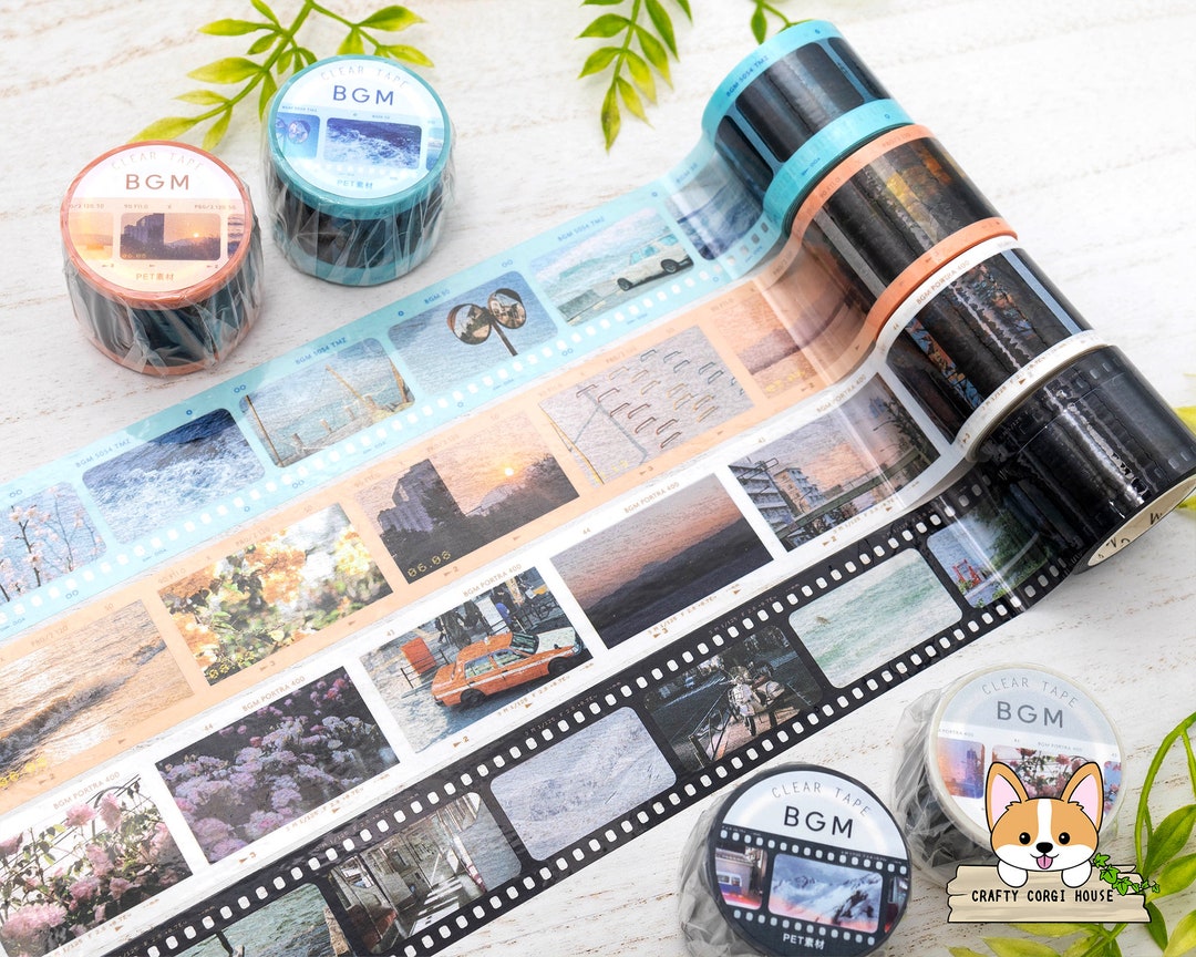 1 Roll | 30mm | BGM | Photography Film Clear PET Tape | Yellow - Blue ...