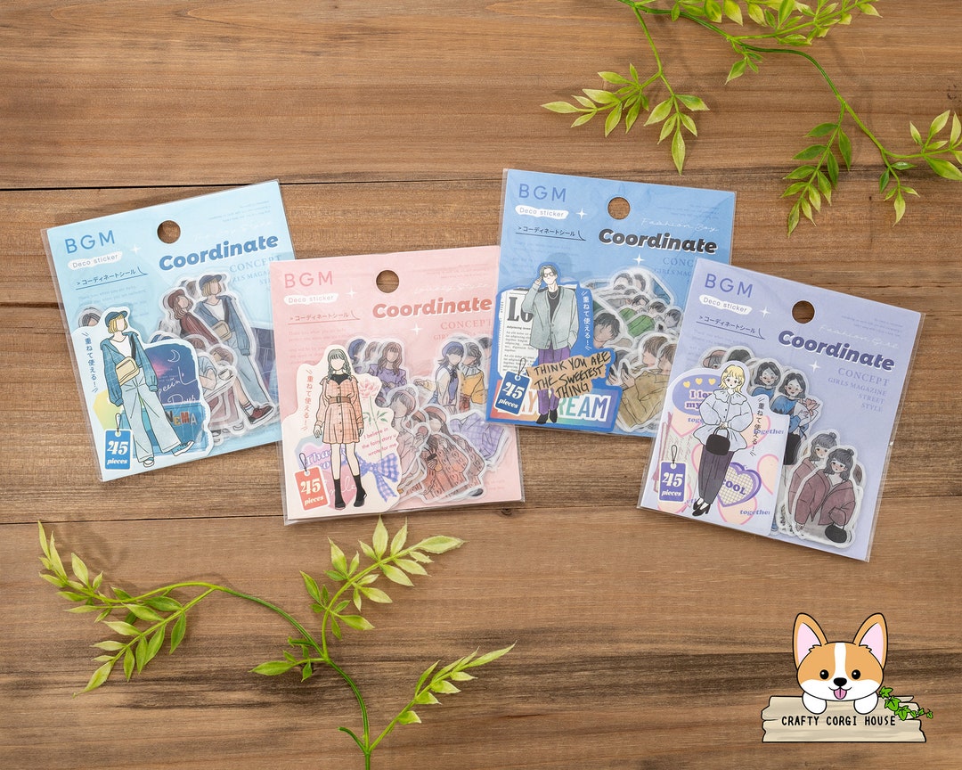 45 Pc | BGM | COORDINATE Fashion Die Cut Stickers | Watercolor Boyish ...