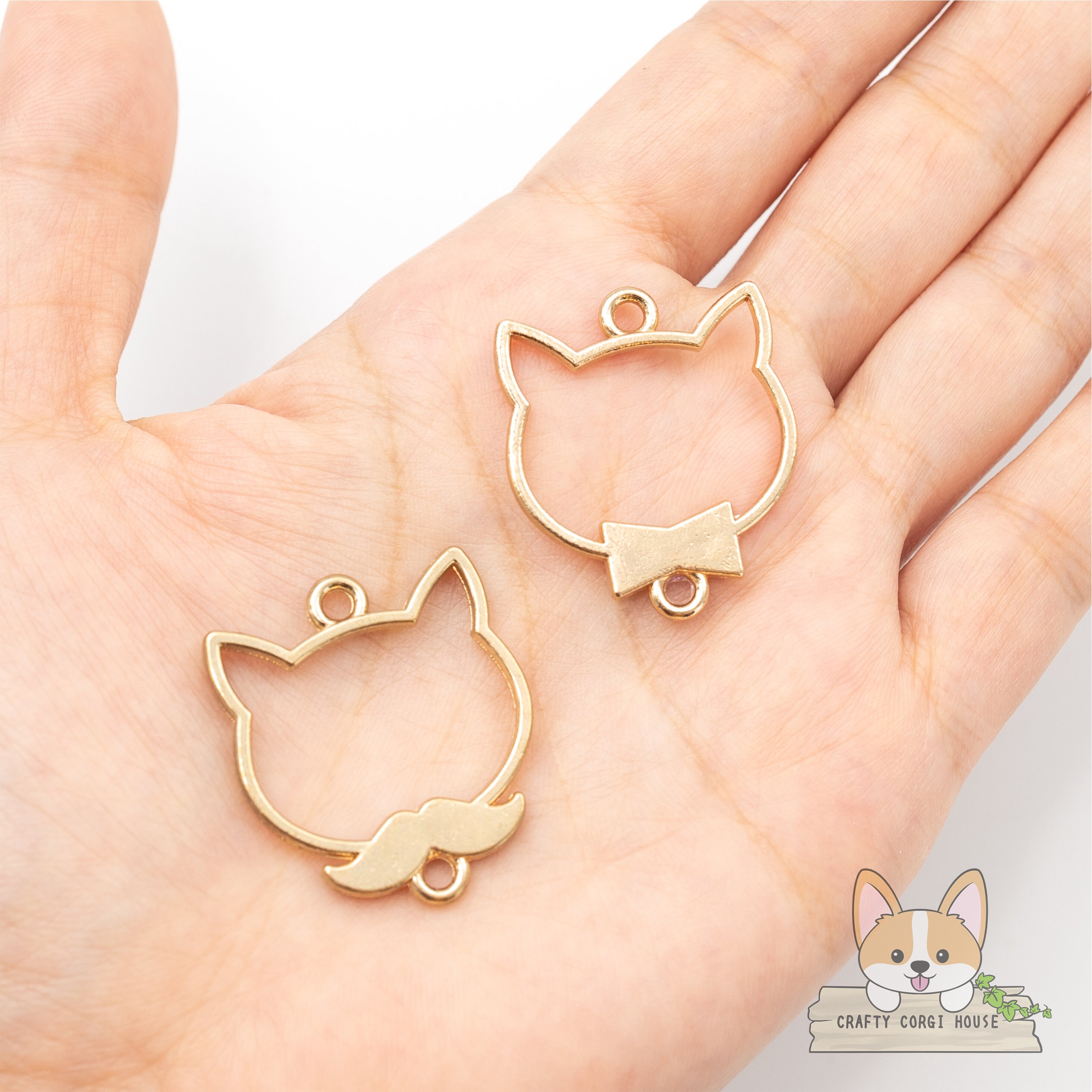 2 Pc Set | Cat or Dog Bezel Frame Connectors | Cat Charm | Dog Charm ...