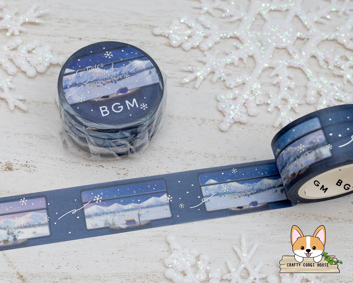 1 Roll | 15mm or 20mm | BGM | WINTER LIMITED Silver Foil Washi Tape ...