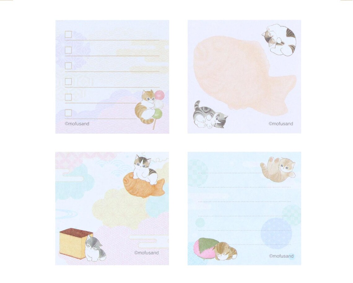 80 Sheets | Sun-star | Cat Kigurumi Wagashi Series 4 Design Sticky ...