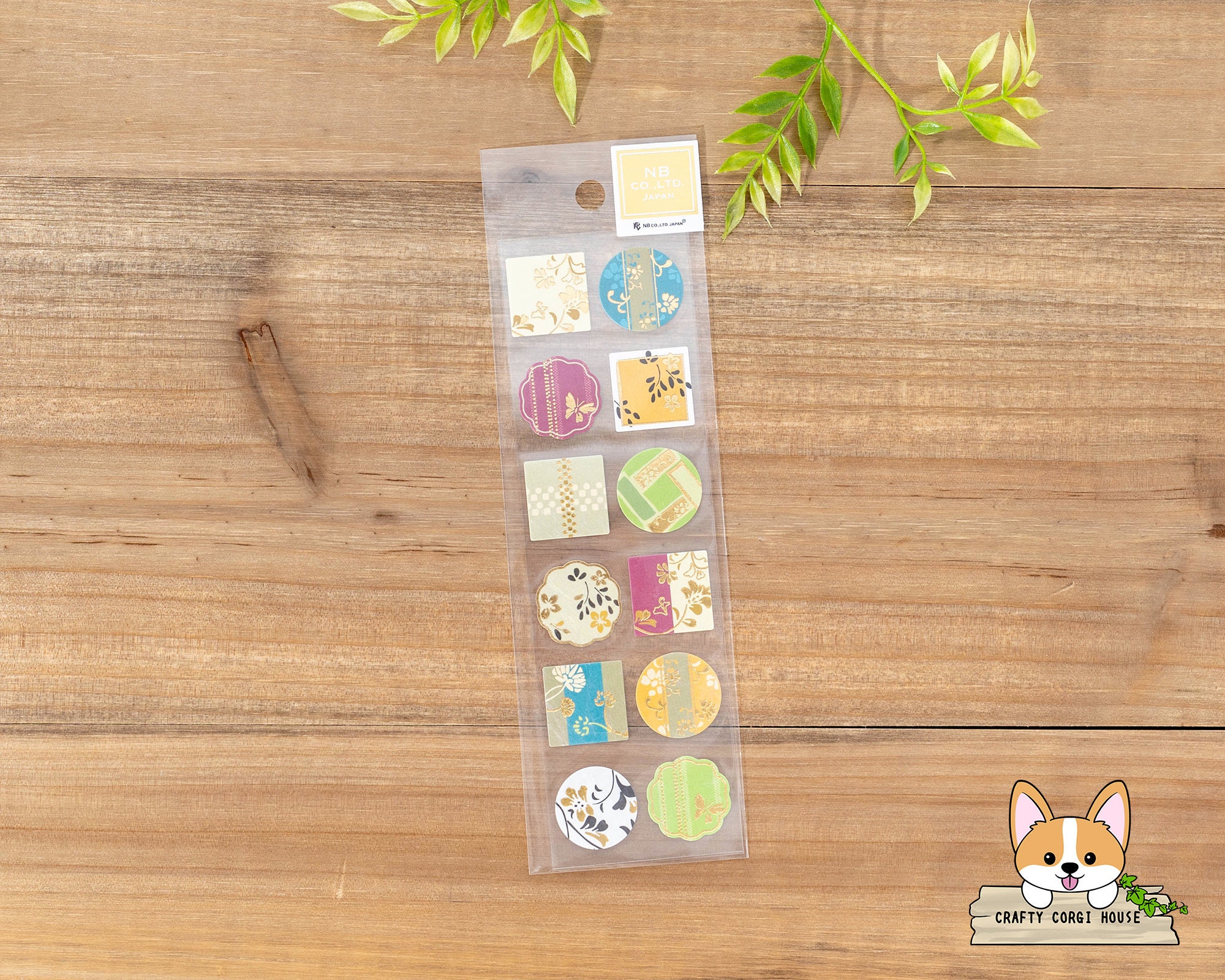 1 Sheet | NB | Japanese Style Gold Foil Unryu Paper Stickers | Kamon ...