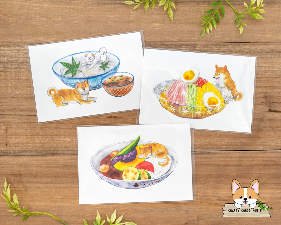 1 Sheet | Active X Natsuka Murata | Shiba Inu & Summer Food Postcards ...