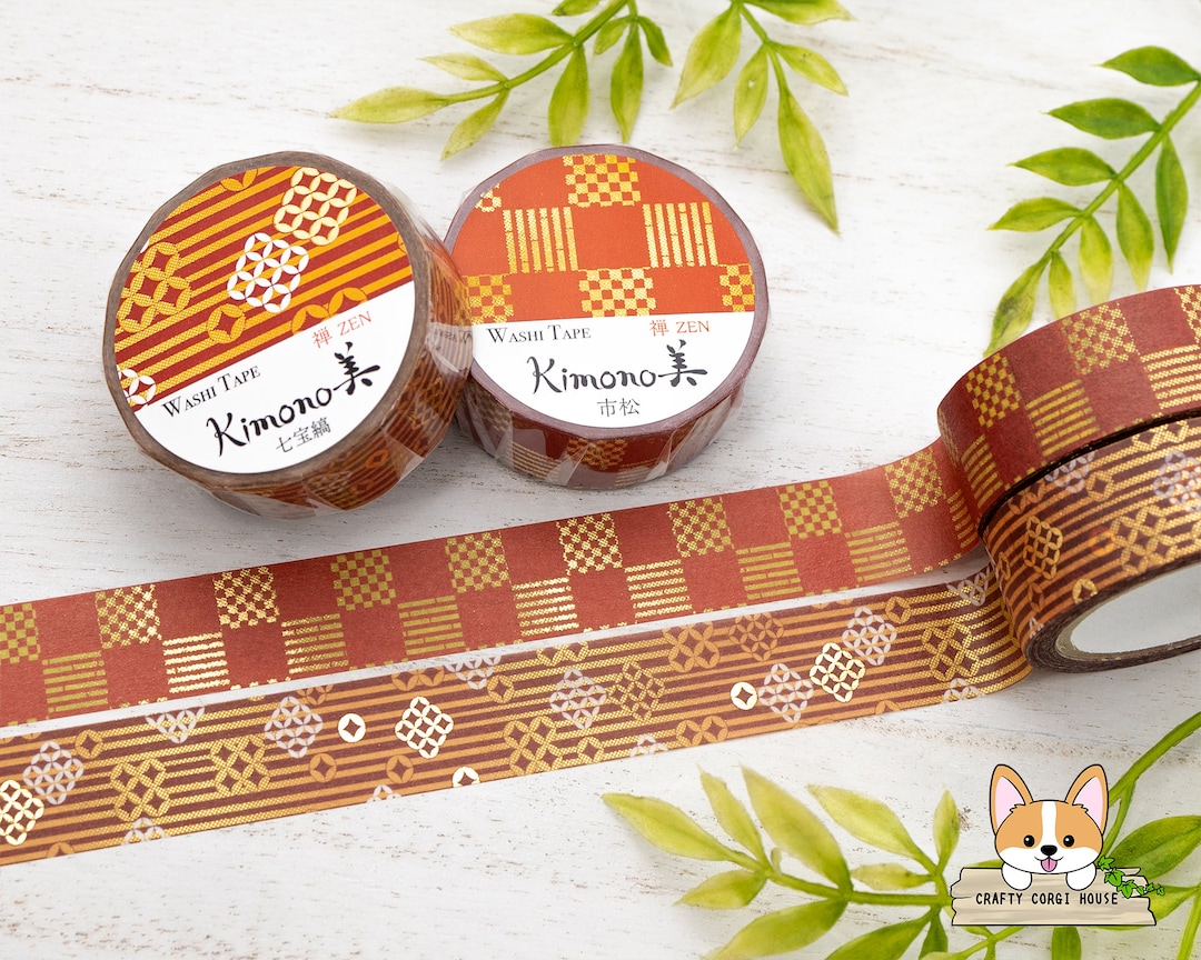 1 or 2 Pc Set | 15mm | Kamiiso KIMONO | ZEN Series Foil Yuzen Washi ...