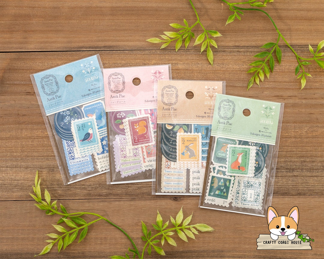 20 Pc | NB | Postage Stamps ANTIK PIAC Die Cut Washi Stickers | Antique ...