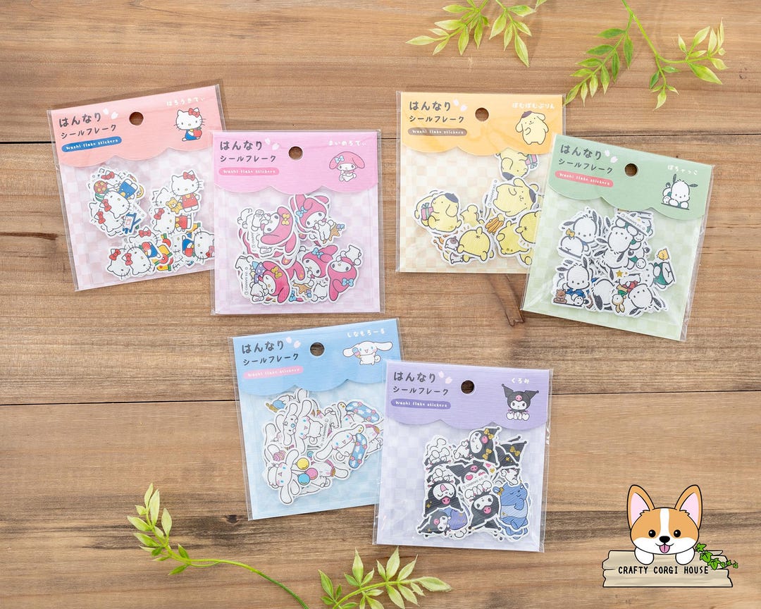 40 Pc | Sanrio | HANARI Gold Foil Die Cut Crepe Paper Sticker Flakes ...