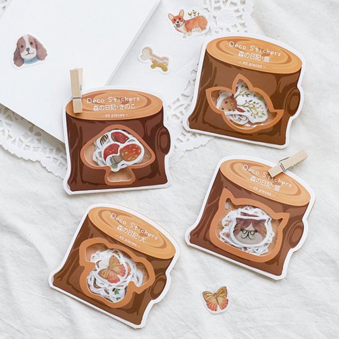 45 Pc | BGM | FOREST DIARY Gold Foil Die Cut Washi Stickers | Mushroom ...