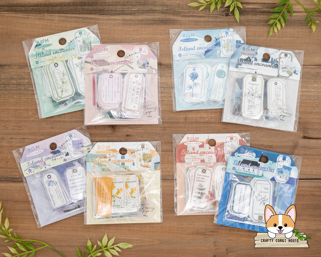 45 Pc | BGM | ISLAND ENCOUNTER Collage Die Cut Tracing Paper Stickers ...