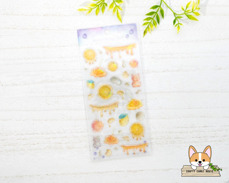 1 Sheet | Kamio | MERRY SYRUP DROP Foil Clear Gel Stickers | Honey ...